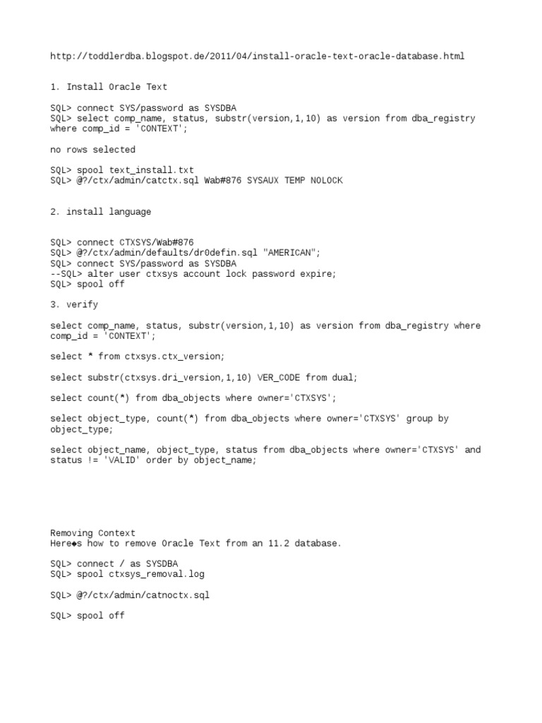 Install Oracle Text in 19c | PDF
