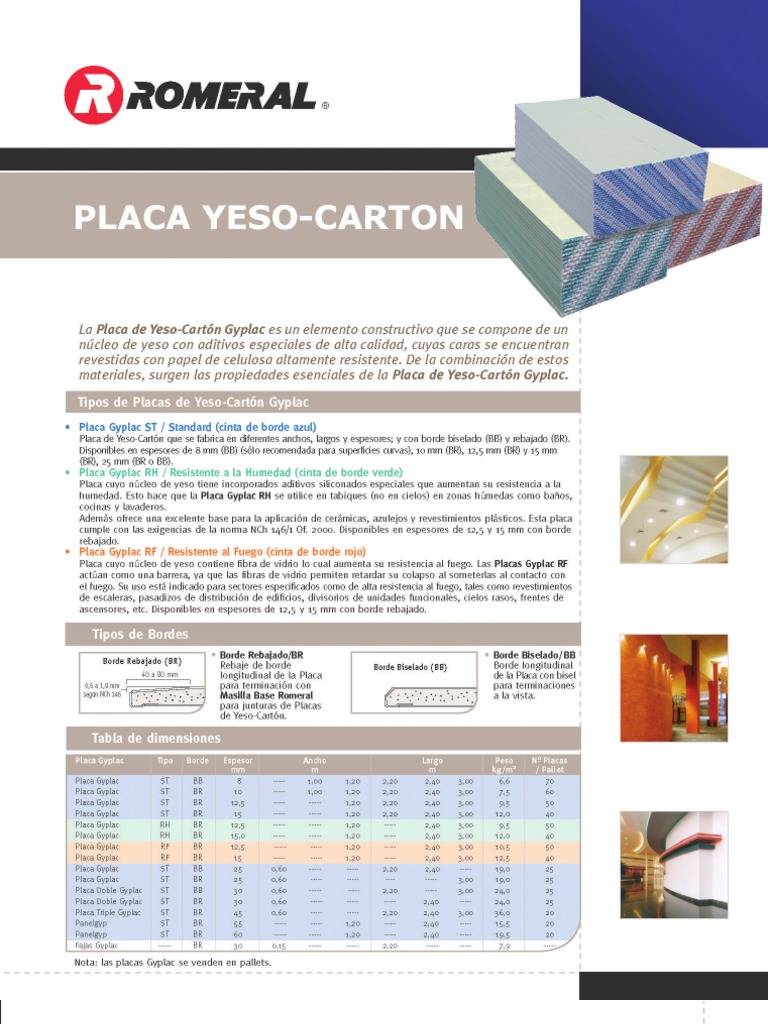 Ficha Tecnica Placa de Gypsum Gyplac | PDF