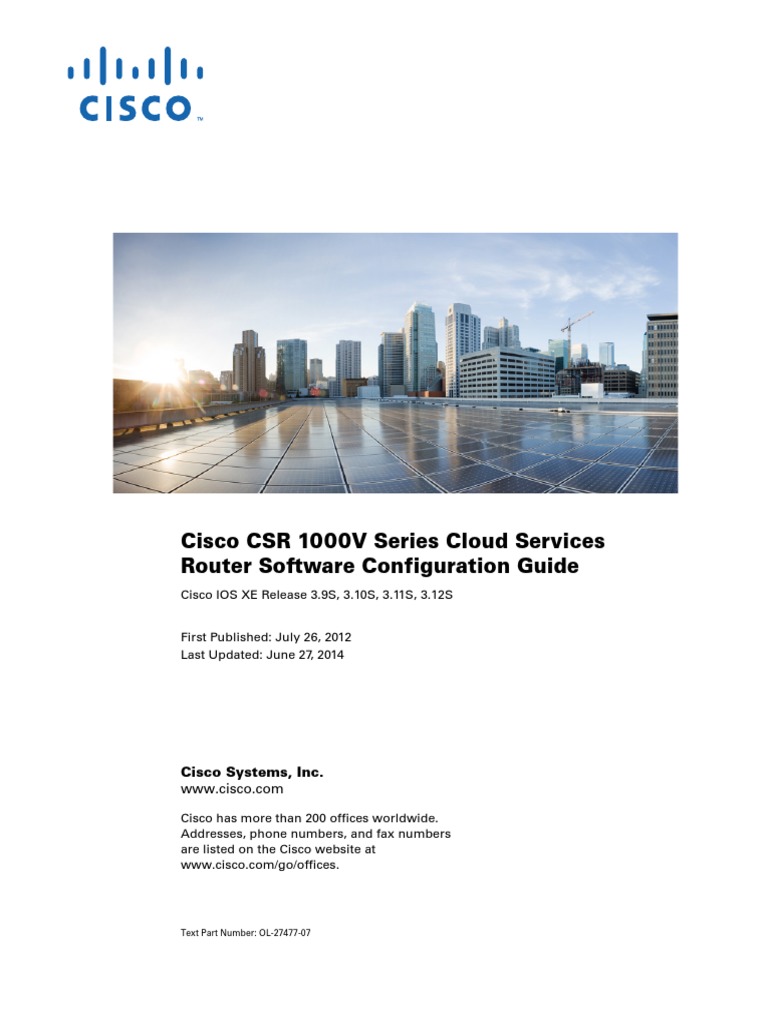Cisco CSR 1000V Series Cloud Services Router Software Configuration ...