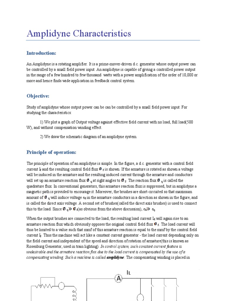 Amplidyne | PDF | Electric Generator | Amplifier