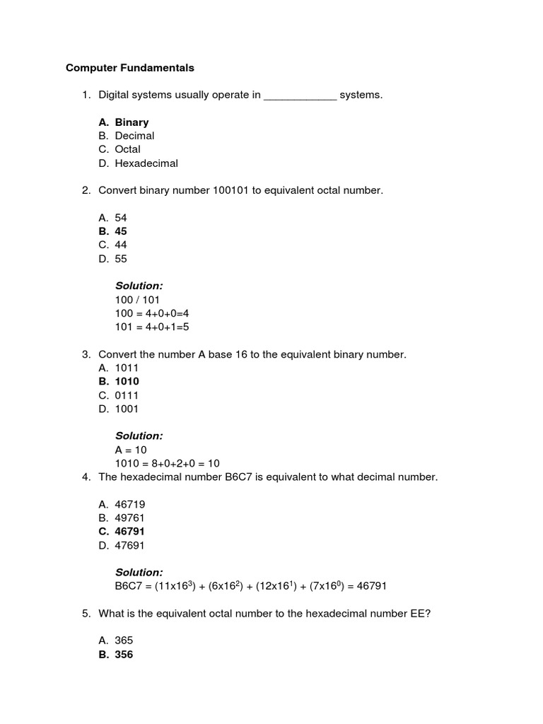 Computer Basics Quiz | PDF | Bit | Byte