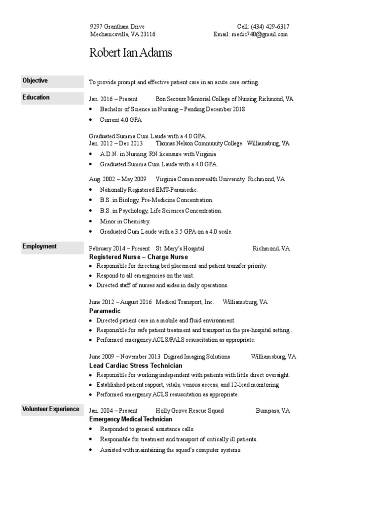 Ian Resume April2018 | PDF | Paramedic | Emergency Medical Services