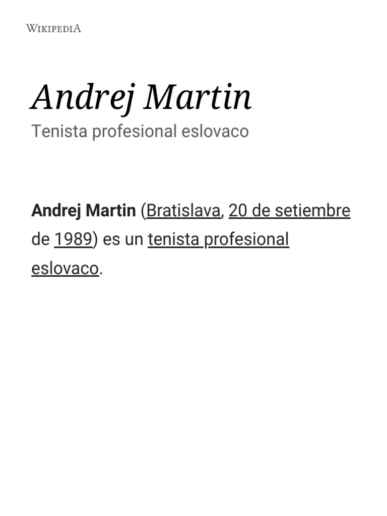 Andrej Martin - Wikipedia, La Enciclopedia Libre | PDF | Jugadores de ...