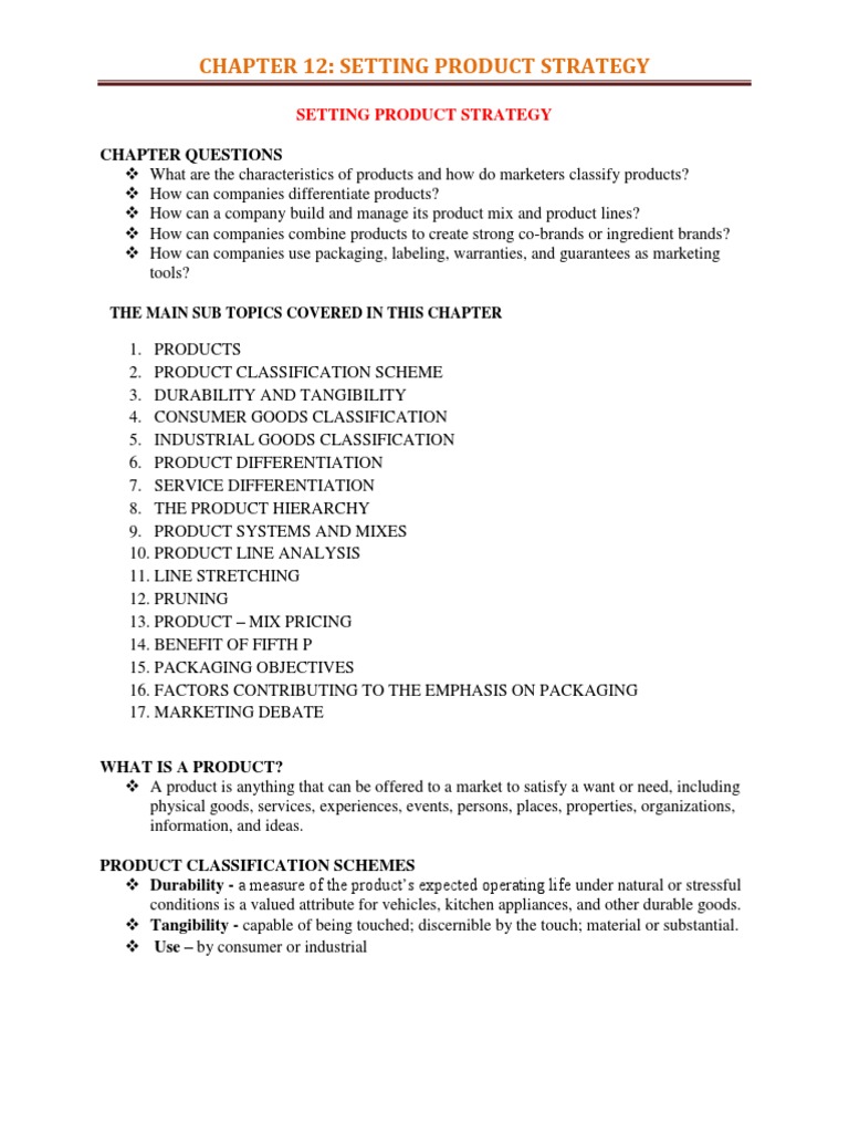 Setting Product Strategy | Download Free PDF | Product (Business) | Goods