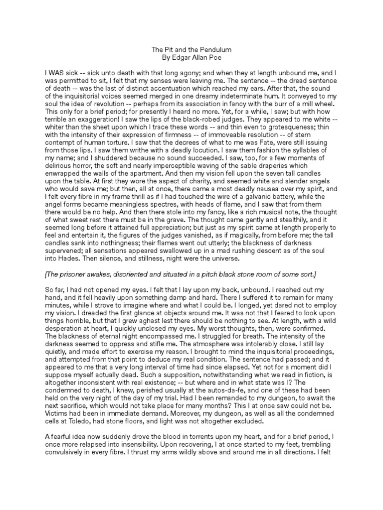 The Pit and The Pendulum | PDF | Nature