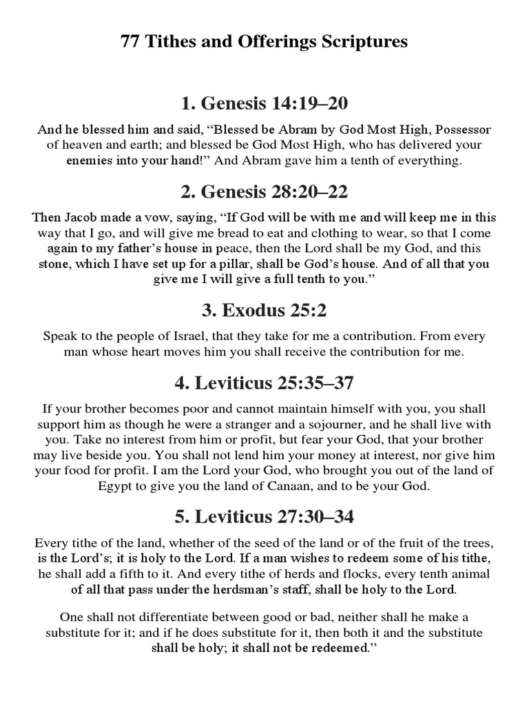 77 Tithes and Offerings Scriptures | Tithe | Book Of Genesis