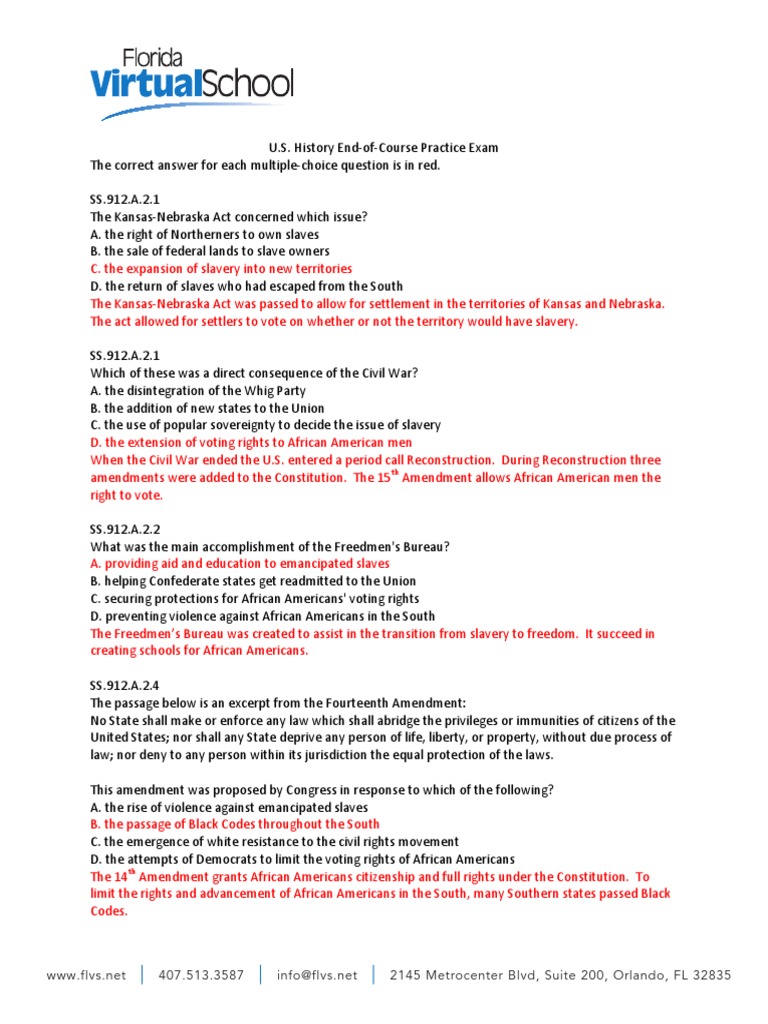 US History EOC Practice Exam Guide | PDF | Freedman | Internment Of ...