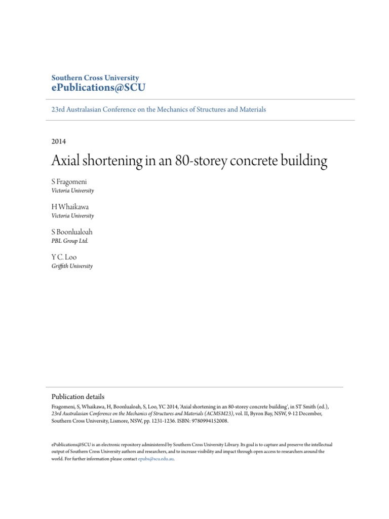 Axial Shortening in An 80-Storey Concrete Building | PDF | Column ...