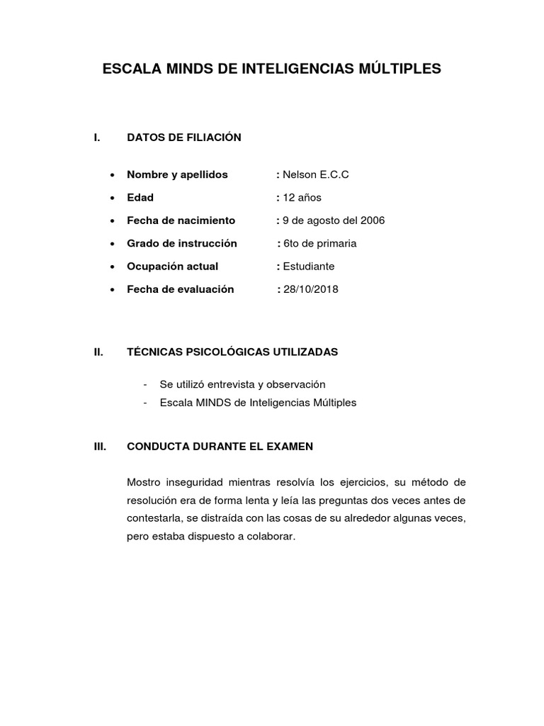 Escala Minds de Inteligencias Múltiples | PDF | Aparición | Ciencia ...