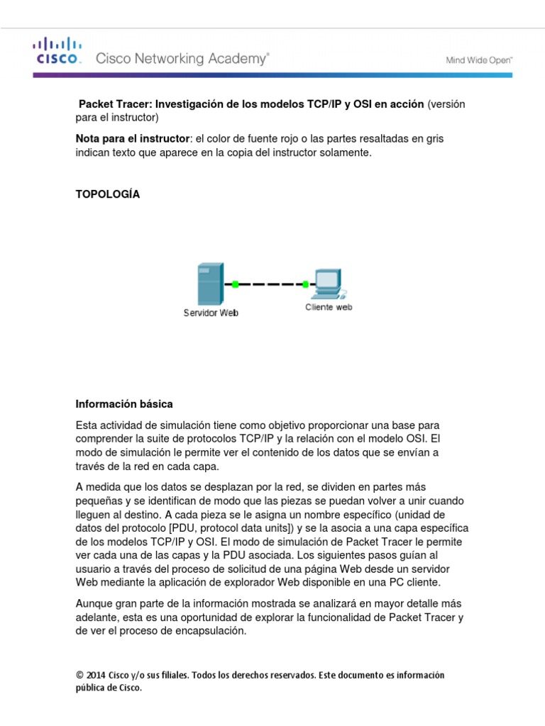 3.2.4.6 Packet Tracer - Investigating The TCP-IP and OSI Models in Action Instructions IG | PDF ...