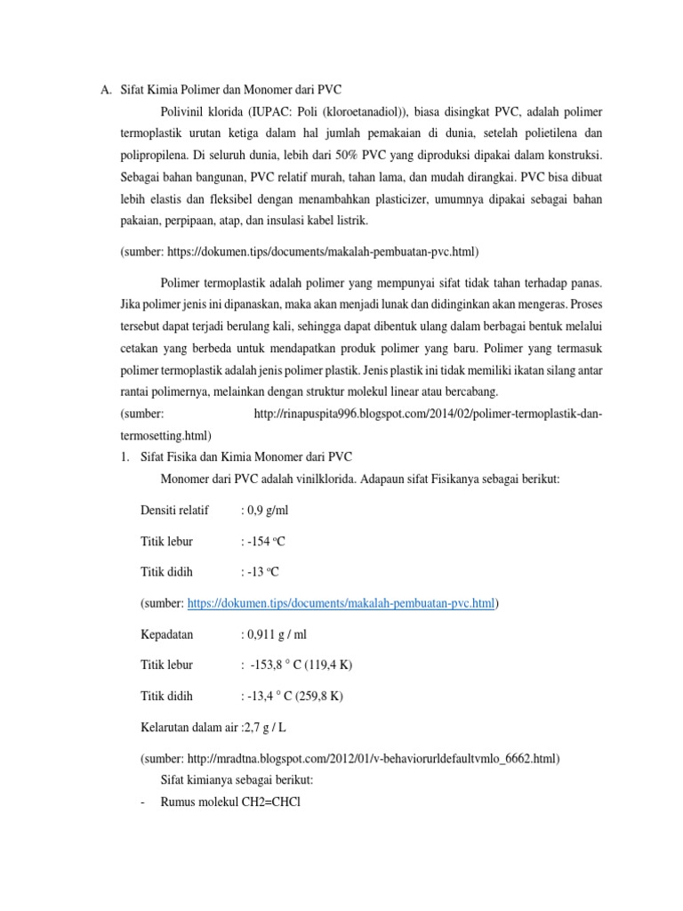 Sifat Kimia Polimer Dan Monomer Dari PVC | PDF