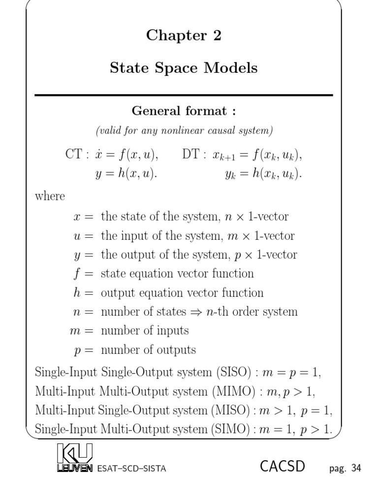 State Space Models: (Valid For Any Nonlinear Causal System) | PDF | Eigenvalues And Eigenvectors ...