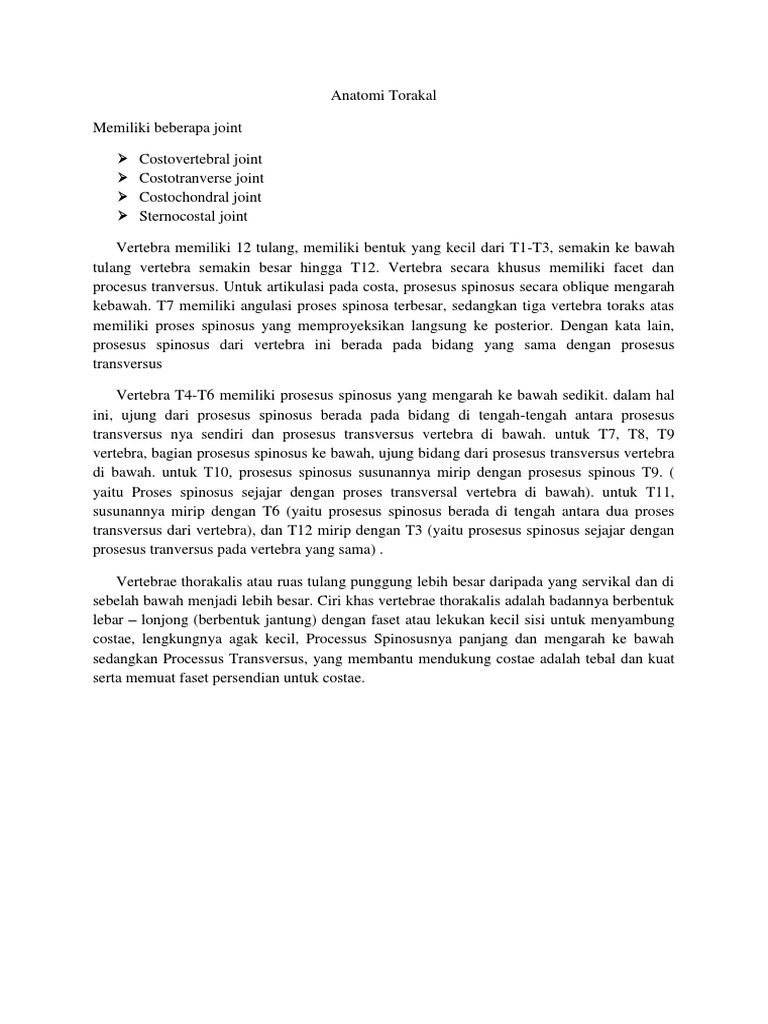 Anatomi Torakal | PDF