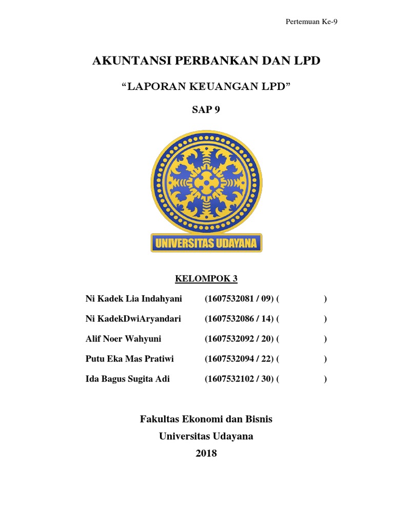 SAP 9 Ak Perbankan Dan LPD Kelompok 3 | PDF