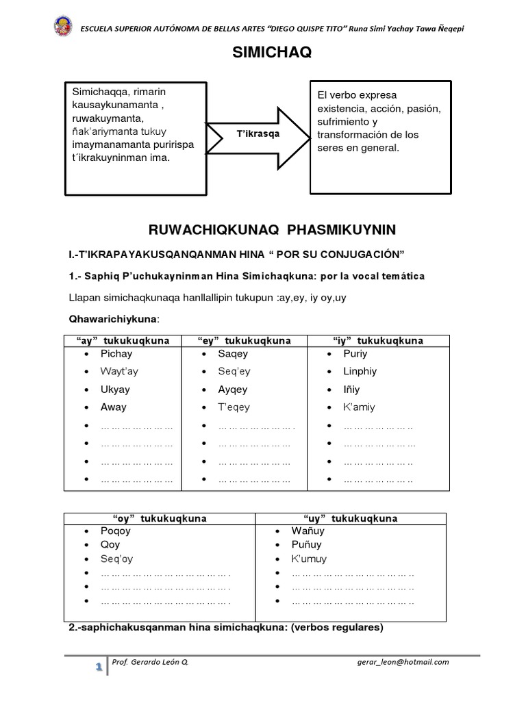 Quechua | Descargar gratis PDF | Objeto (gramática) | Verbo
