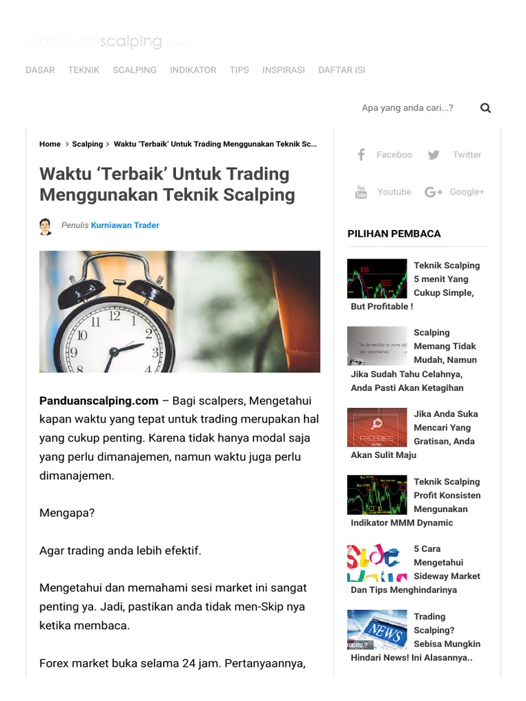Waktu Terbaik' Untuk Trading Forex | PDF
