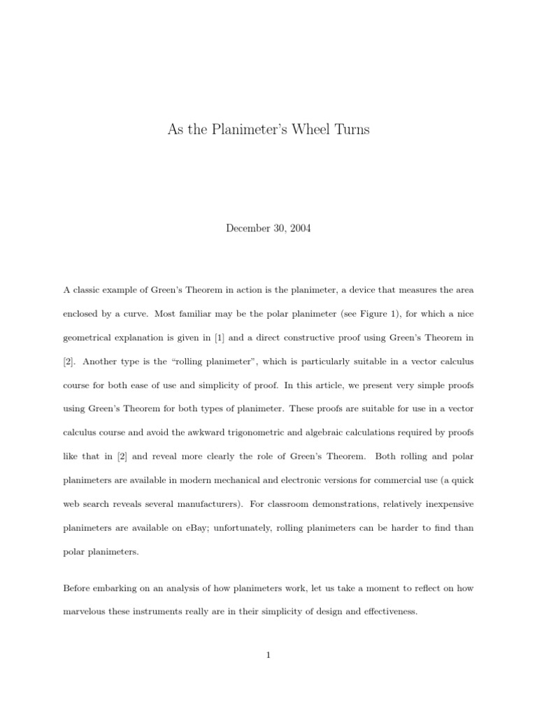 Understanding Planimeters and Green's Theorem | PDF | Area | Angle
