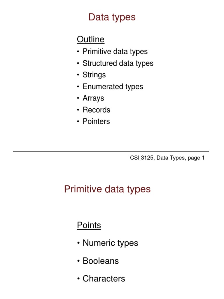 09 Datatypes Pdf Array Data Structure Data Type