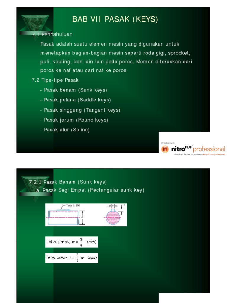 Tipe dan Fungsi Pasak Mesin | PDF | Metode & Bahan Ajar | Griya & Taman
