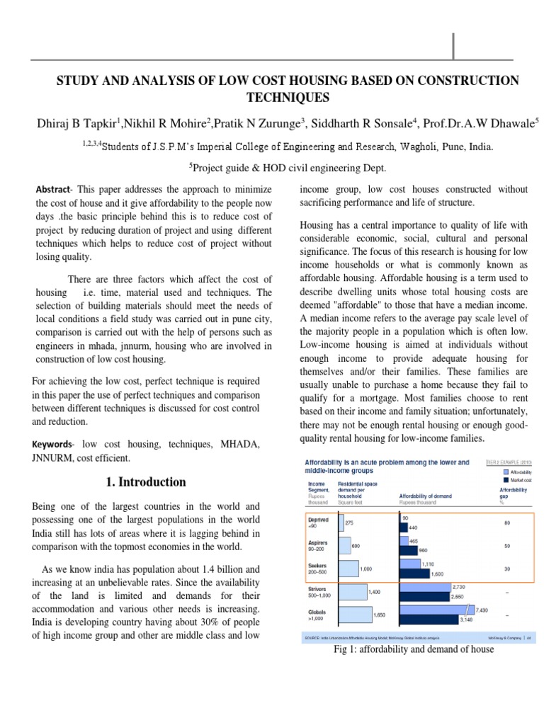 Research Paper Low Cost Housing | PDF | Affordable Housing | Precast ...