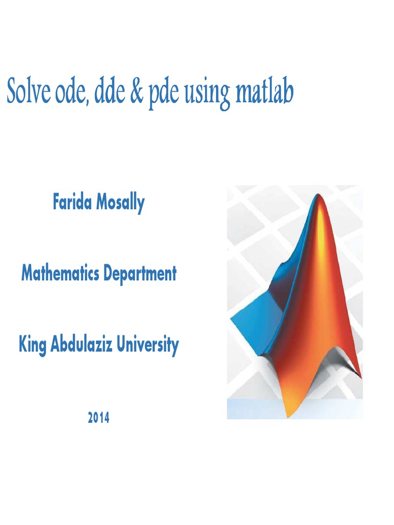 Solve Ode Pde Using Matlab | PDF | Partial Differential Equation | Ordinary Differential Equation