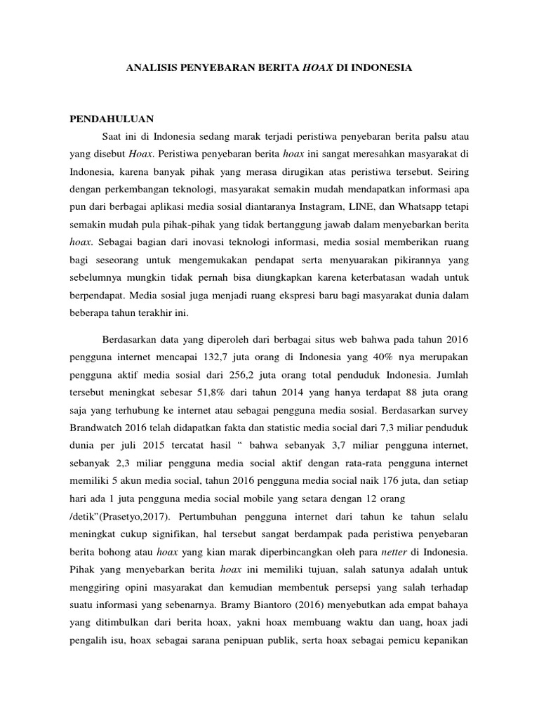 Analisis Penyebaran Berita Hoax Di Indonesia | PDF