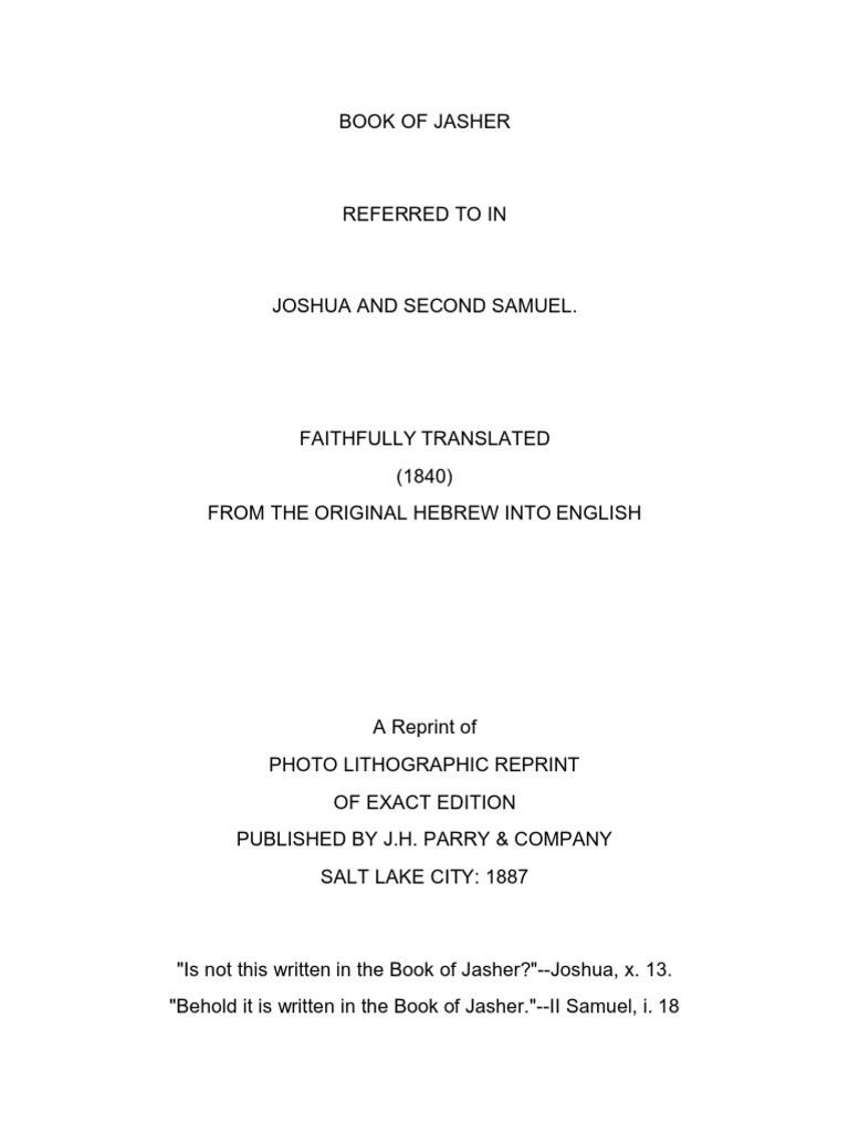 Book of Jasher (J.H. Perry 1840) | PDF | Cain And Abel | Christianity