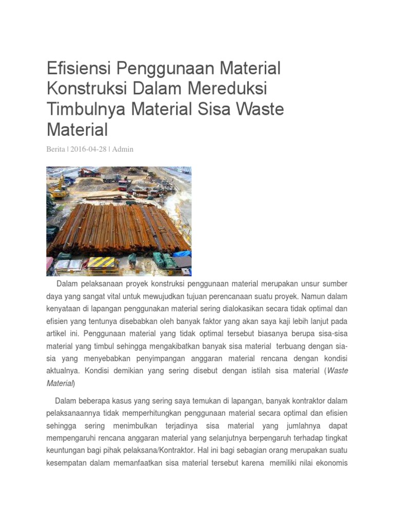 Material Sisa Waste Material | PDF