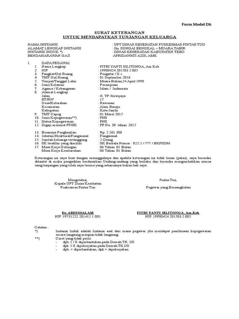 Skumptk Form Model DK 2 Fitri | PDF | Ilmu Sosial