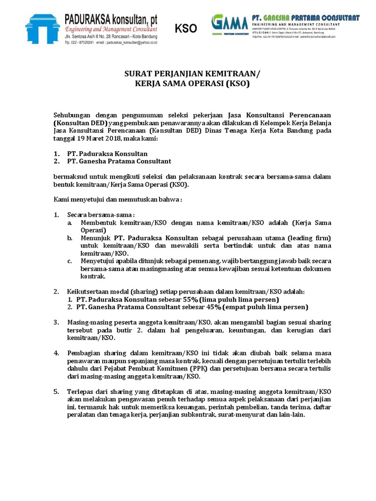01 Surat Perjanjian Kemitraan | PDF