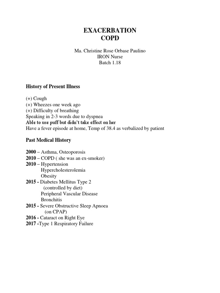 COPD Exacerbation Case Study | PDF