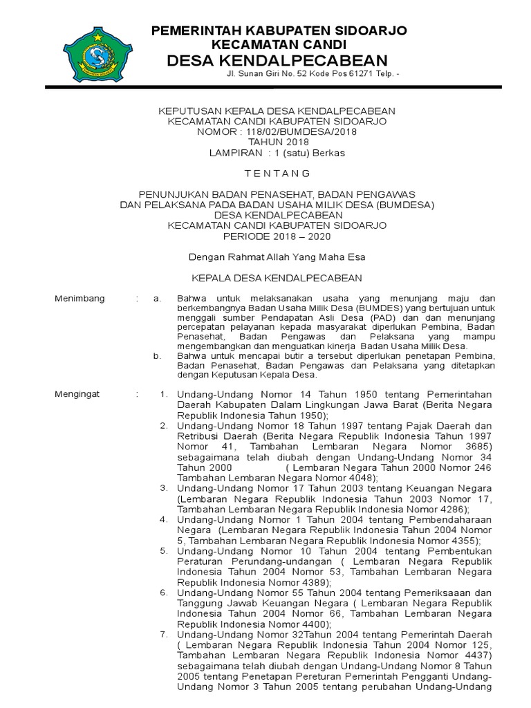 Contoh SK Bumdes-1 | PDF