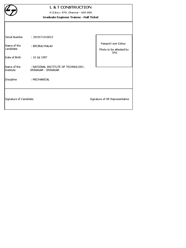 Graduate Engineer Trainee Ticket | PDF
