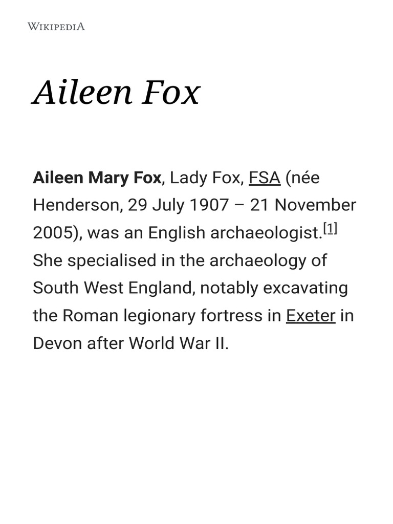 Aileen Fox - Wikipedia | PDF | Archaeology
