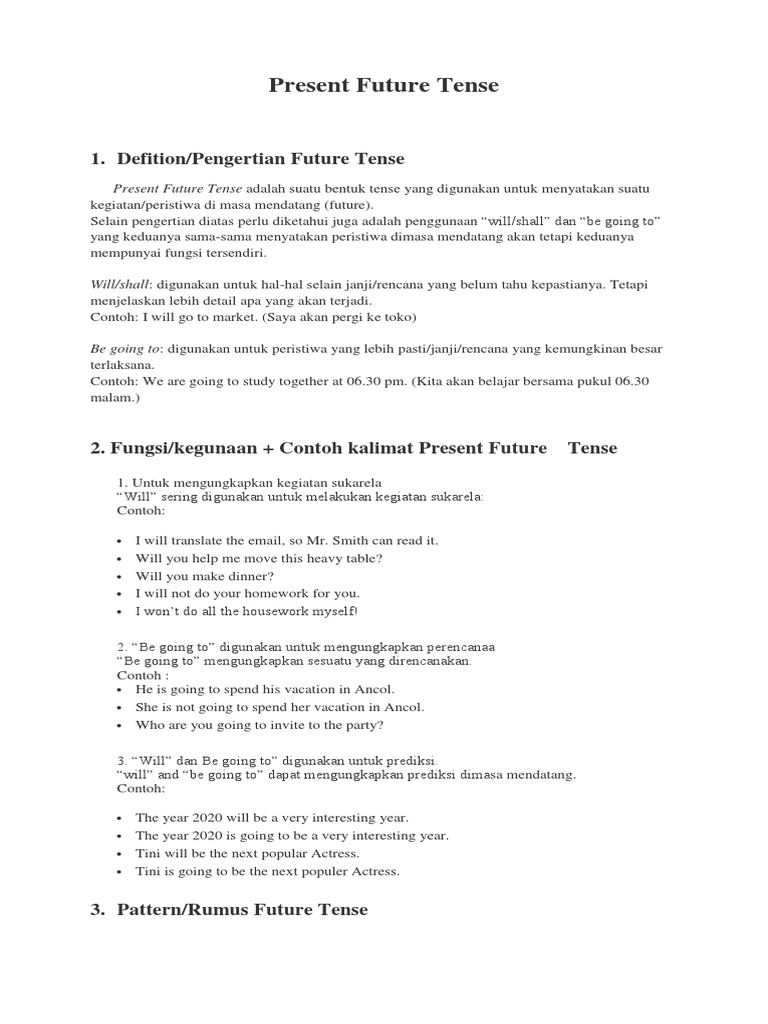 Present Future Tense | PDF