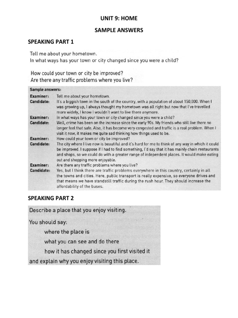 Unit 9: Home Speaking Guide | PDF | Teaching Methods & Materials ...