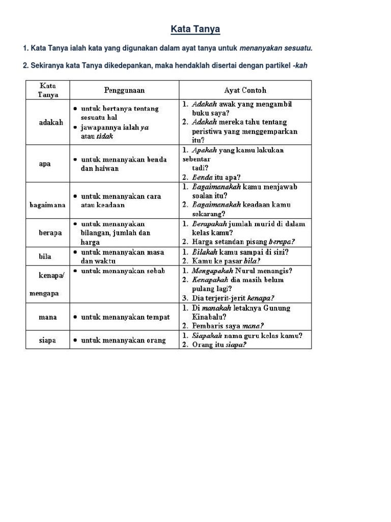 Kata Tanya | PDF