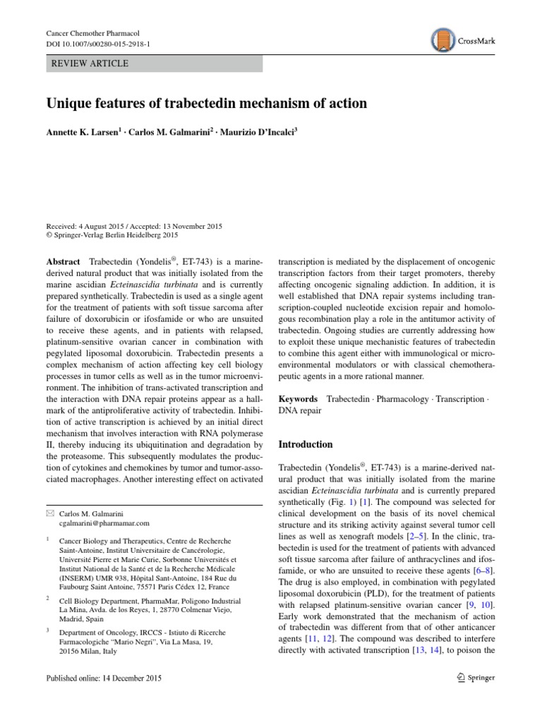 Unique Features of Trabectedin Mechanism of Action | PDF | Promoter ...