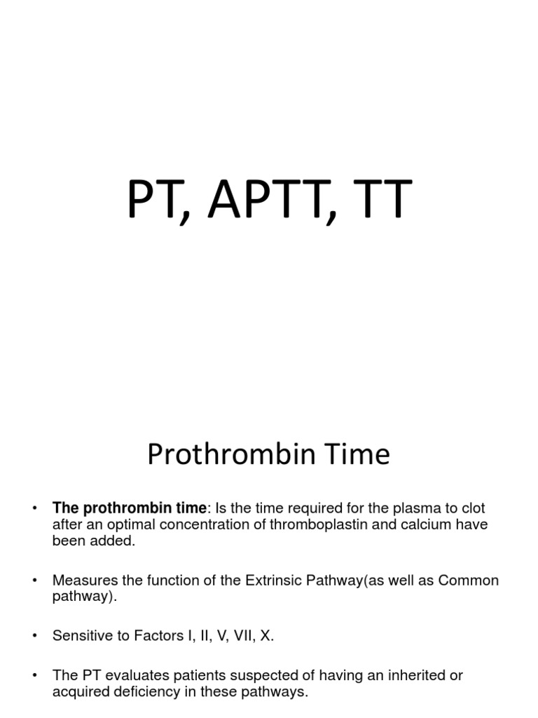 PT, Aptt, TT | PDF | Coagulation | Hematology
