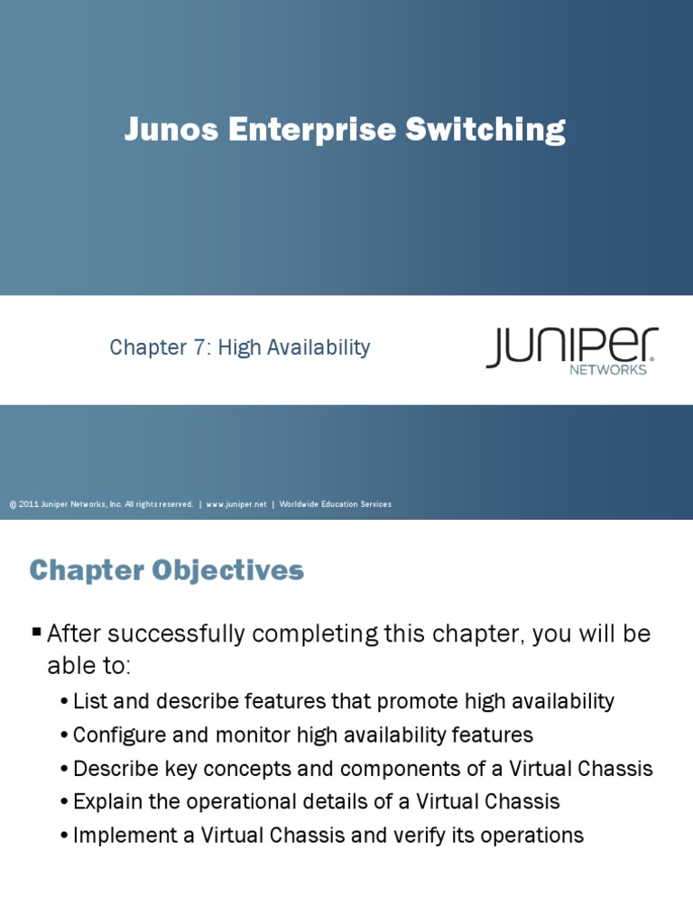 Junos Enterprise Switching: Chapter 7: High Availability | PDF | Network Switch | Network Topology