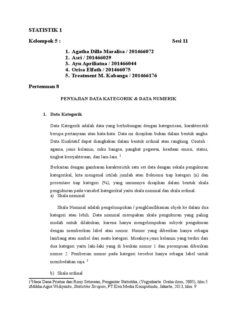 Perbedaan Data Kategorik dan Numerik | PDF