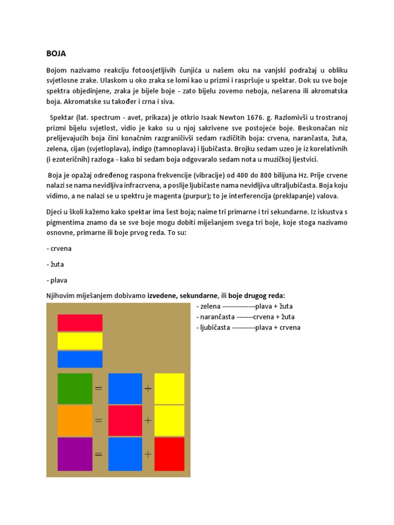 BOJA Osnovna Obilježja | PDF