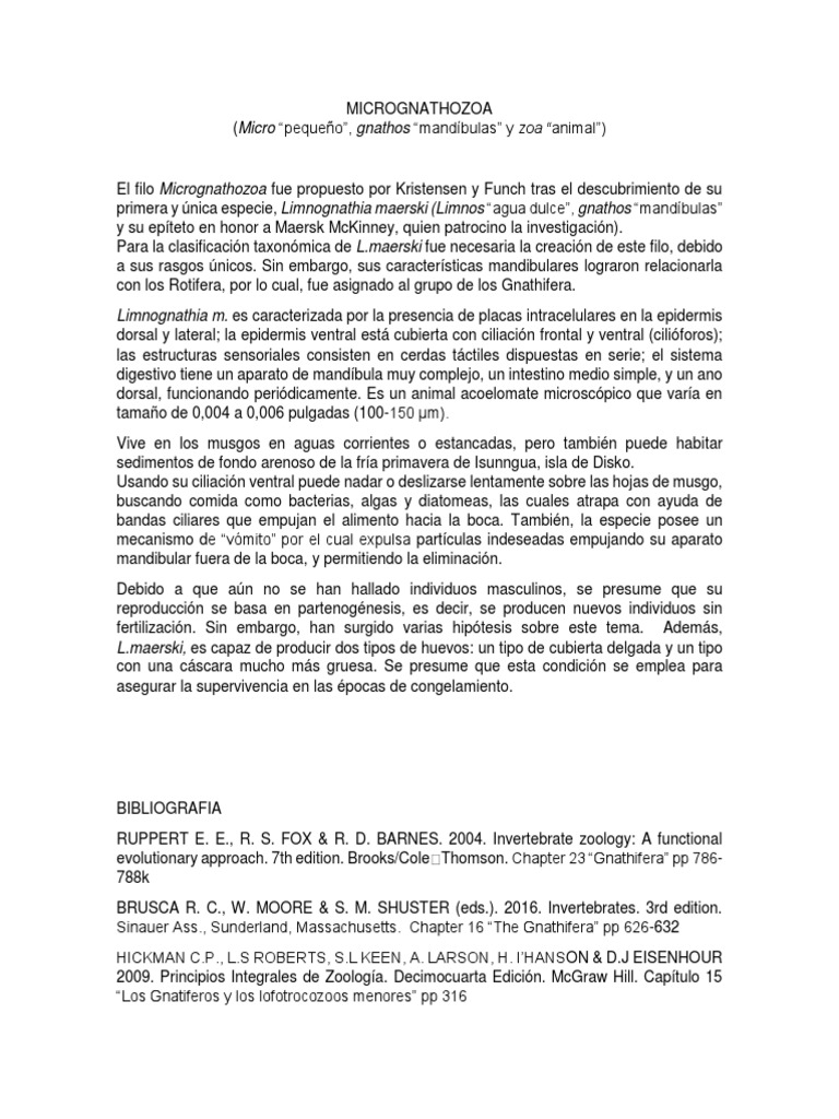 Micrognathozoa: Limnognathia maerski | PDF | Organismos | Naturaleza