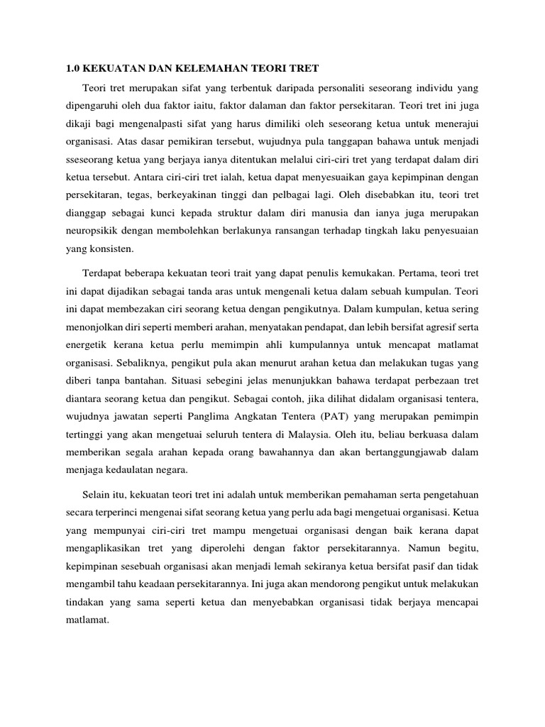 Kekuatan Dan Kelemahan Teori Tret | PDF | Karier & Perkembangan | Pengembangan Diri