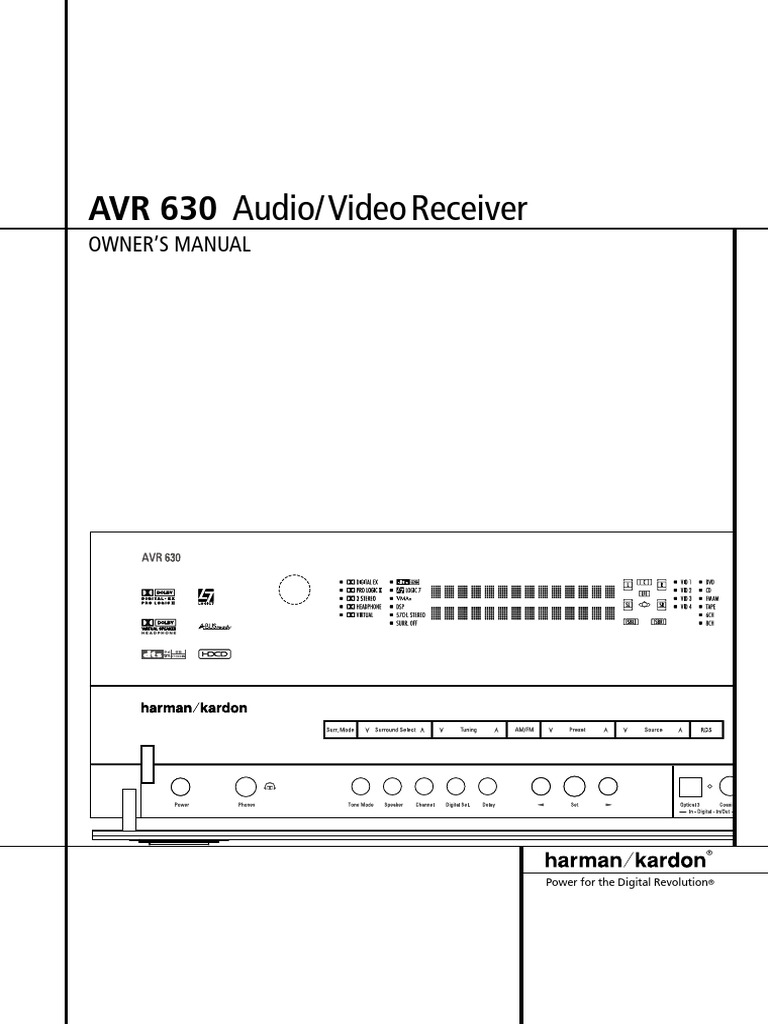 AVR 630 Audio/Video Receiver: Owner'S Manual | PDF | Information And ...