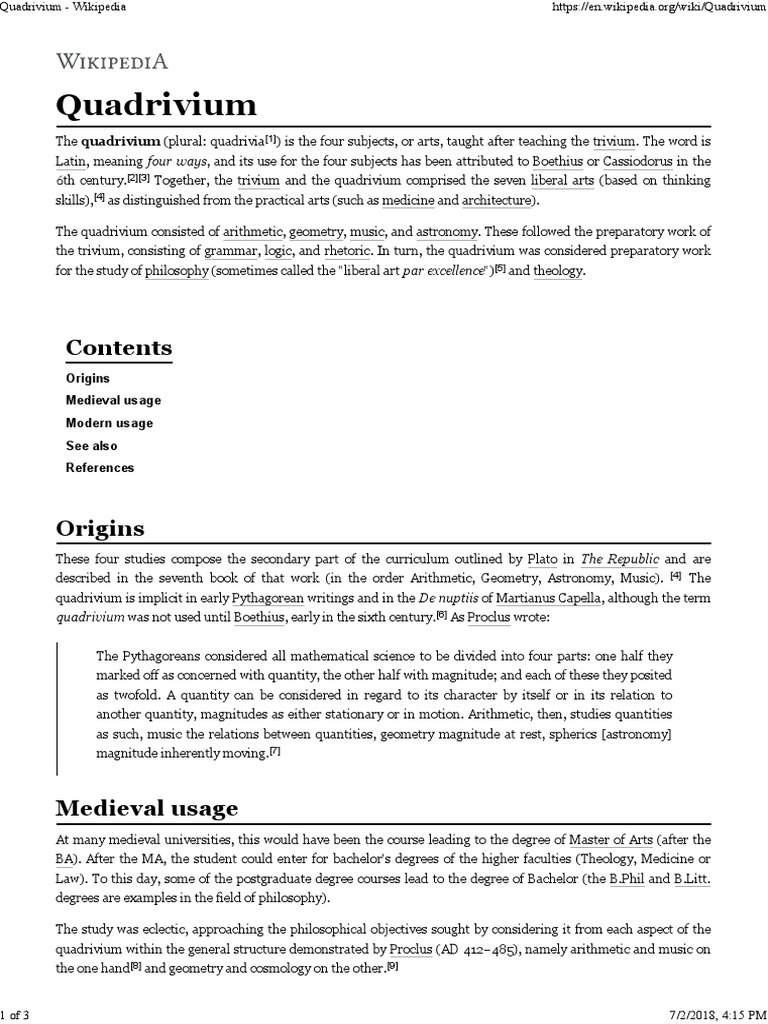 Trivium - Quadrivium - Philosophy - Wikipedia | PDF | Science ...