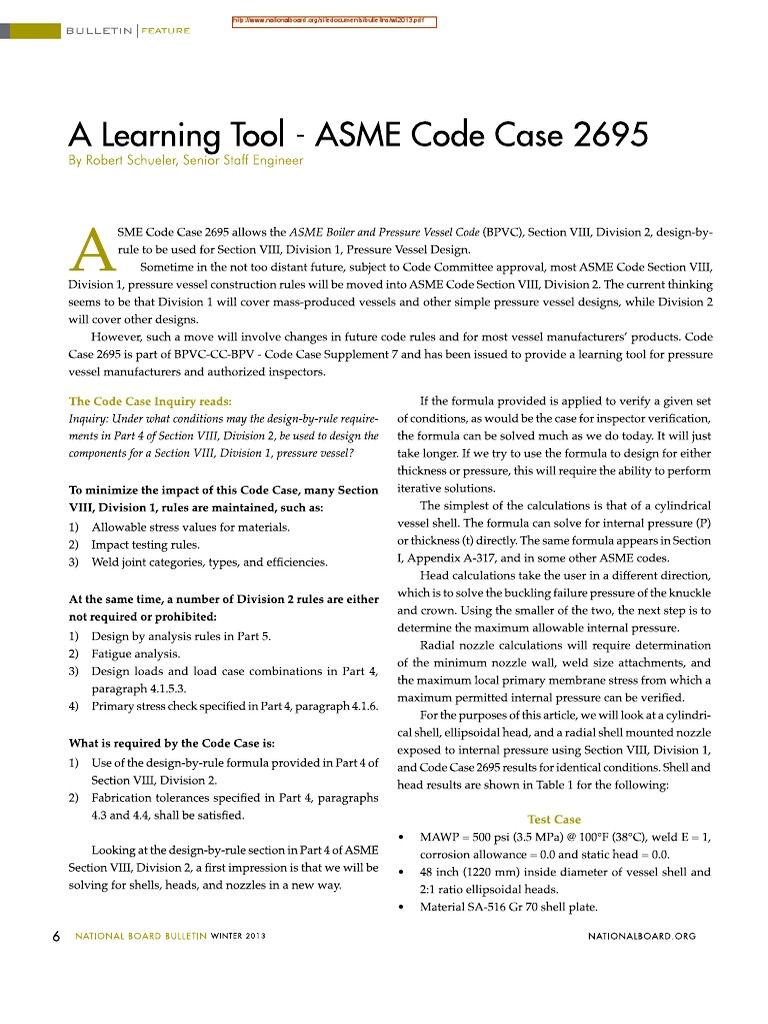 ASME VIII-1 Code Case 2695 (Bulletin) | PDF