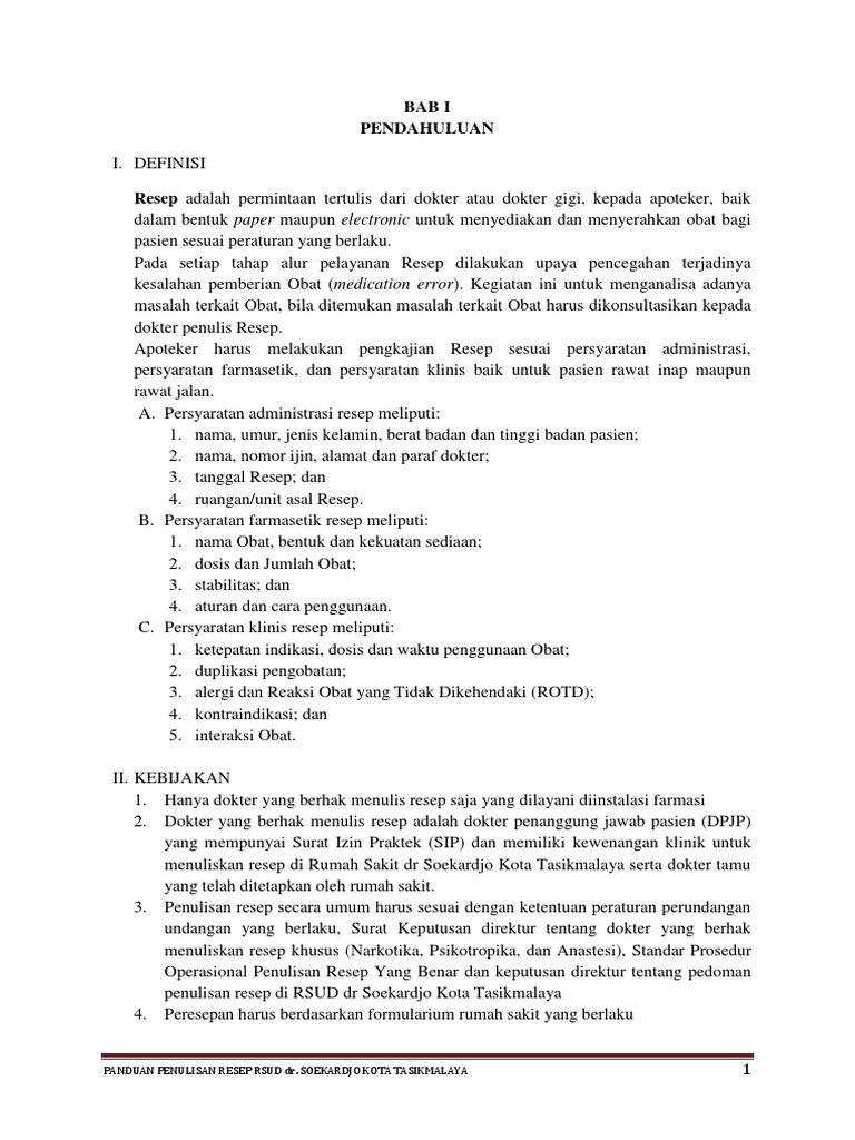 Panduan Penulisan Resep Obat RSUD | PDF