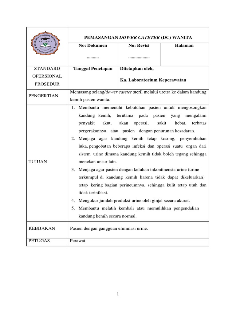 Pemasangan Dower Cateter (DC) | PDF
