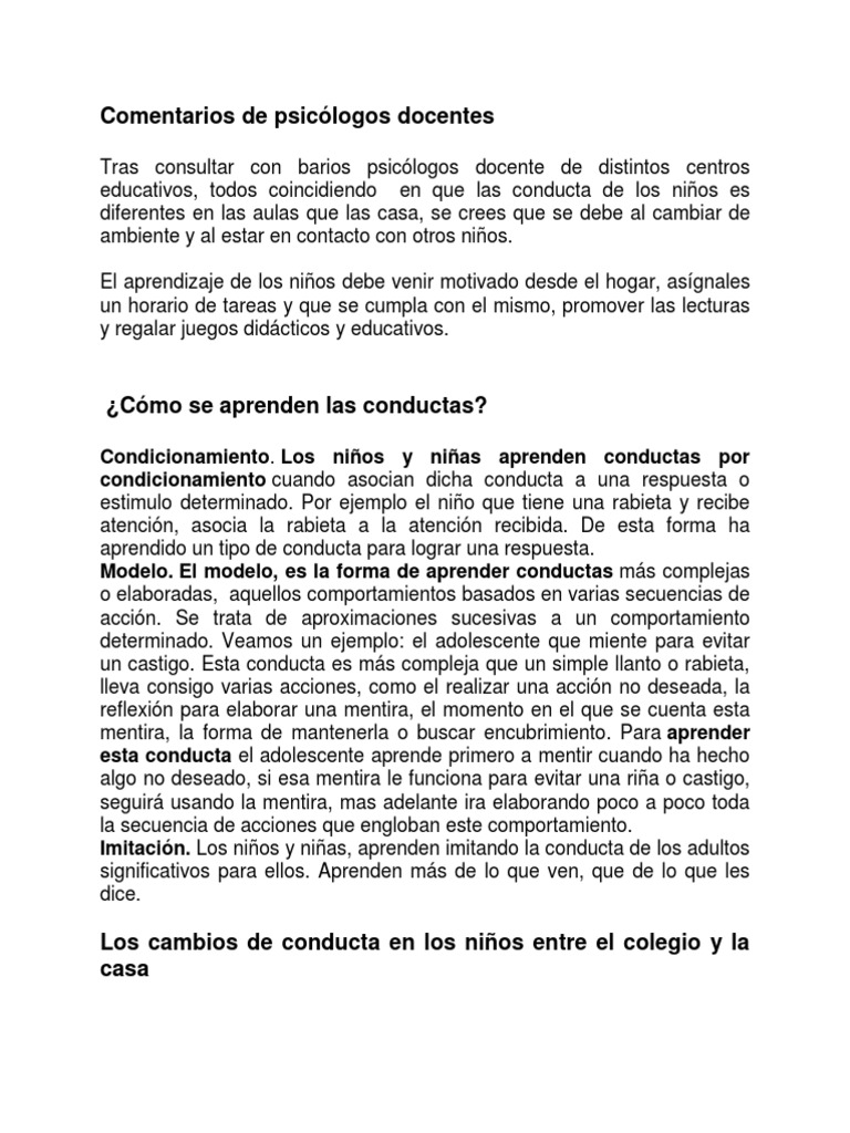 Cómo Se Aprenden Las Conductas | PDF | Maestros | Comportamiento